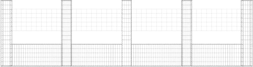 Gabionový koš ve tvaru U s 5 sloupky železo 500 x 20 x 150 cm 151285