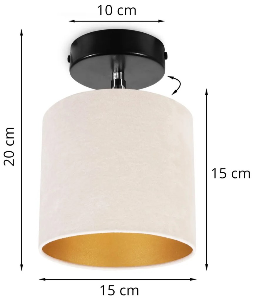 Stropní svítidlo MEDIOLAN, 1x světle béžové/zlaté textilní stínítko, (výběr ze 2 barev konstrukce - možnost polohování)