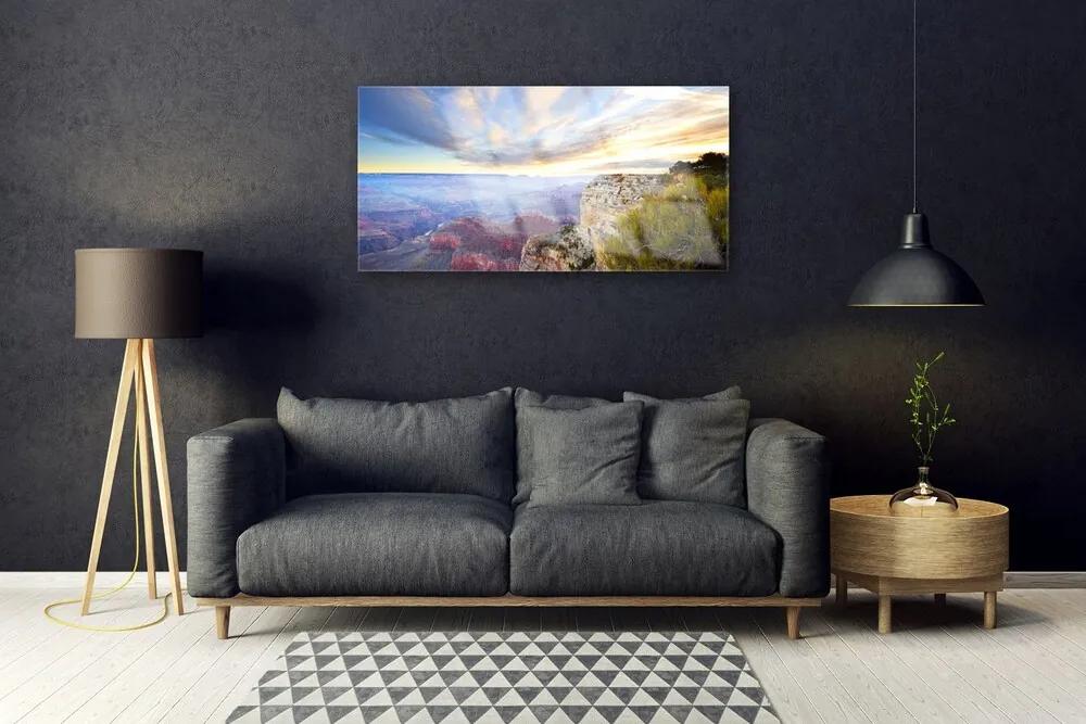 Obraz na skle Moře Hory Krajina 125x50 cm
