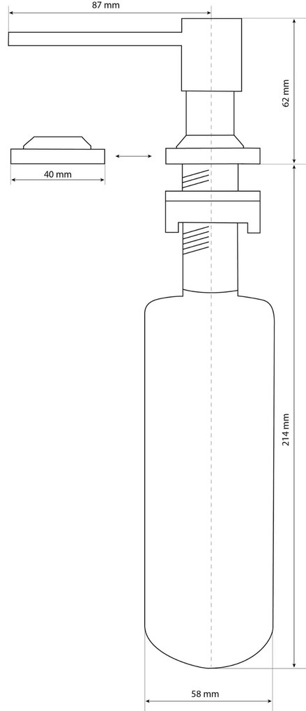 Sink Quality Quatro, dávkovač saponátu pro kuchyňský dřez 400ml, zlatá lesklá, SKQ-DOK-GD