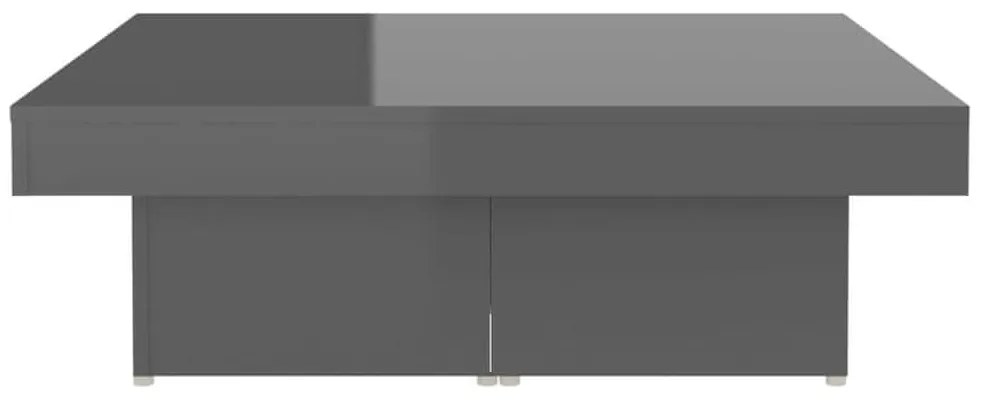Petromila Konferenční stolek šedý vysoký lesk 90 x 90 x 28 cm dřevotříska