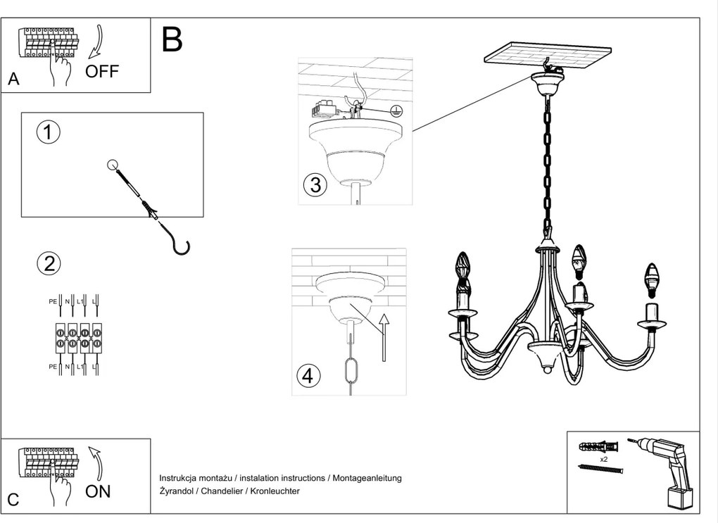 Sollux Lighting Lustr MINERWA 7 černý