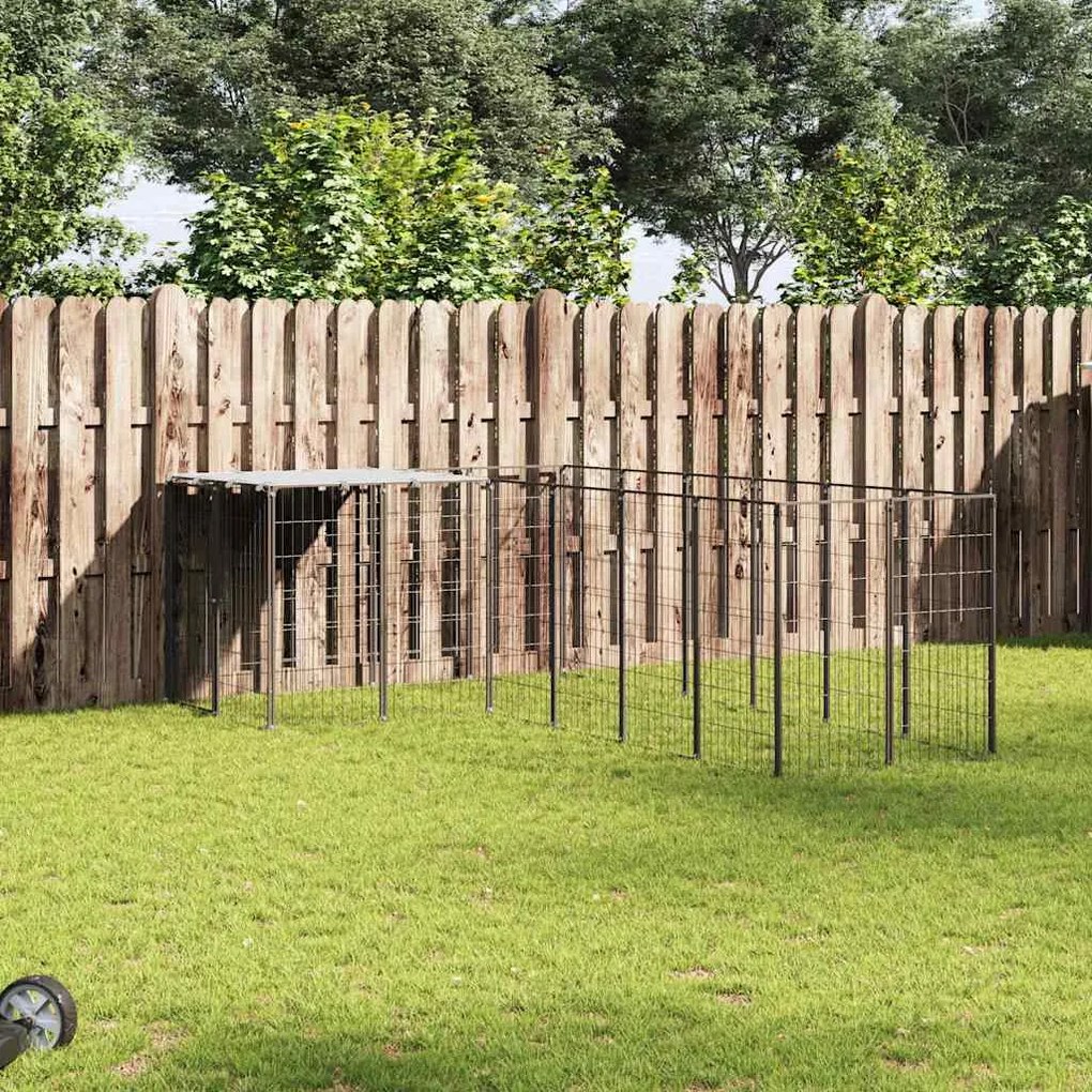 Psí kotec černý 4,84 m² ocel 3082211