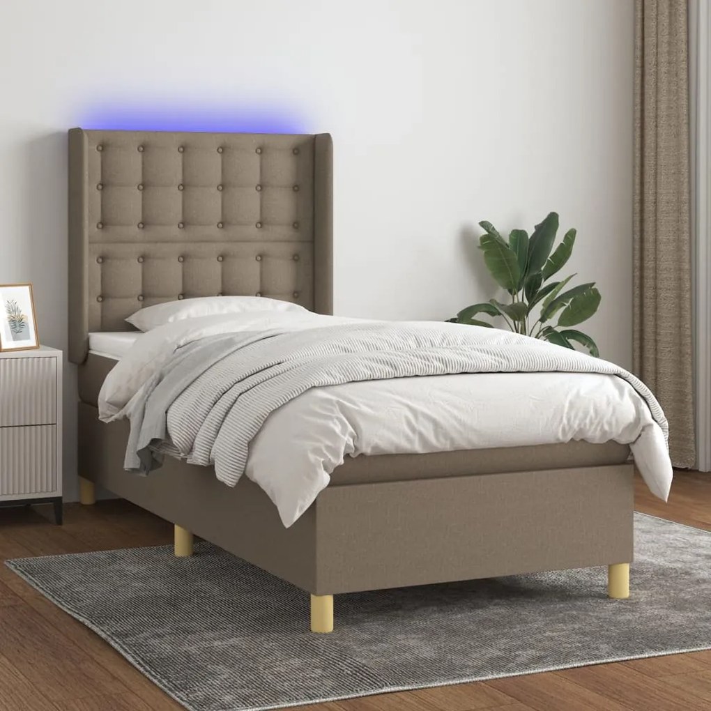 Box spring postel s matrací a LED taupe 80 x 200 cm textil 3139153