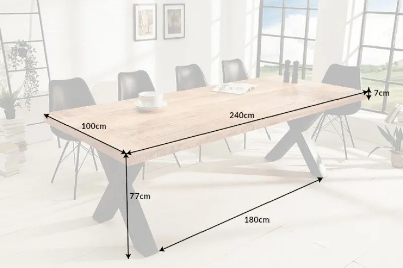 Přírodní dřevěný jídelní stůl Iron Craft 240 cm