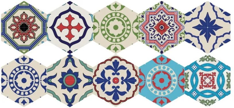 Sada 10 samolepek na podlahu Ambiance Floor Stickers Hexagons Hannah, 40 x 90 cm