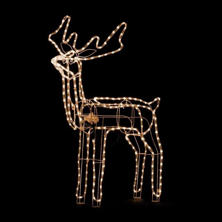 Žlutý LED svítící sob MEDIUM, 90 cm