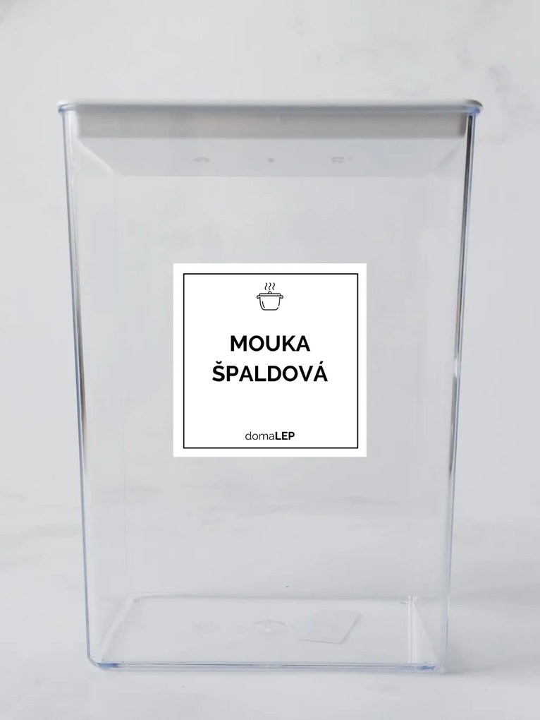 MOUKA ŠPALDOVÁ - omyvatelná samolepka na dózu, výběr rozměrů Ø 5 cm / 5 x 5 cm / 6 x 8 cm | DomaLEP