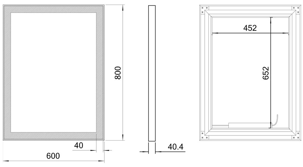 Sapho, GANO zrcadlo s LED osvětlením 60x80cm, černá