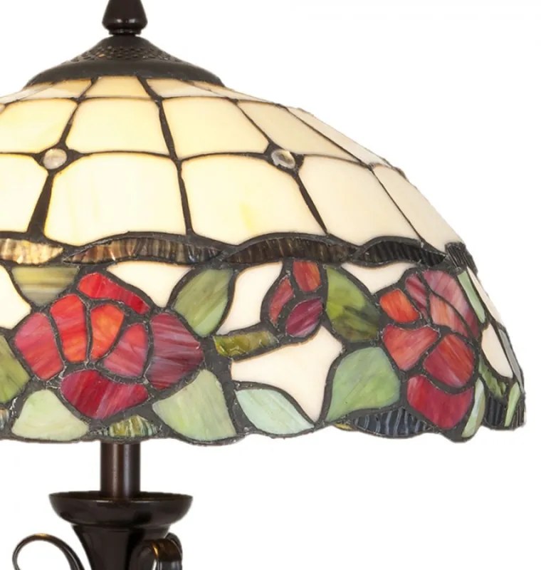 Stolní lampa Tiffany s růžemi Ruusut – 35x61 cm