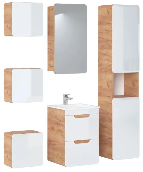 COMAD Koupelnová sestava - ARUBA white, 40 cm, sestava č. 11, dub craft/lesklá bílá