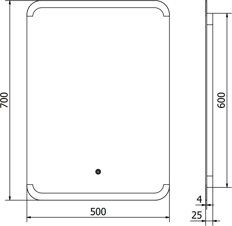 Mexen Nida, LED koupelnové zrcadlo s podsvícením 50x70 cm, 6000K, ochrana proti zamlžování, 9806-050-070-611-00