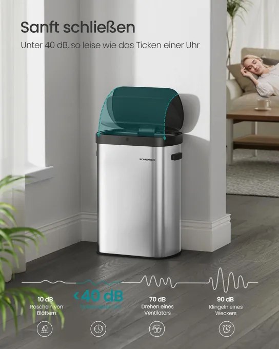 Automatický odpadkový koš 50 l SONGMICS LTB640E01 stříbrný
