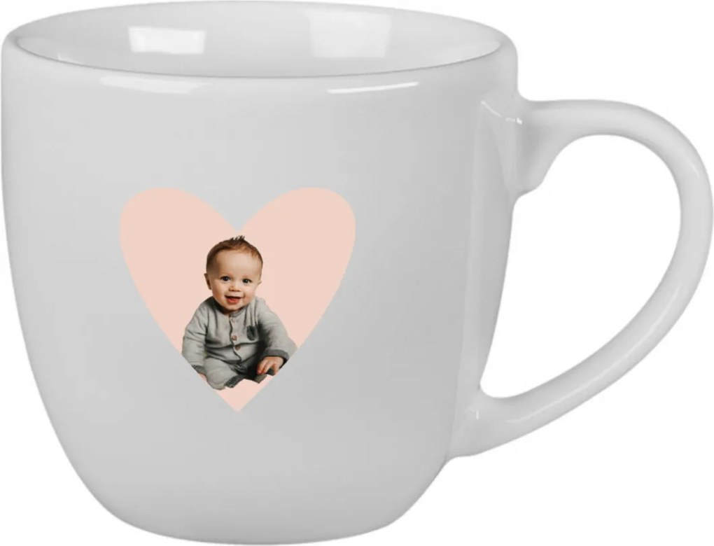 Personalizovaný keramický hrníček 400 ml s výřezem fotky na podkladu