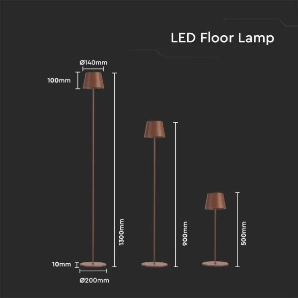 LED Stmívatelná nabíjecí stojací lampa 3v1 LED/4W/5V 4400 mAh 3000K IP54 hnědá