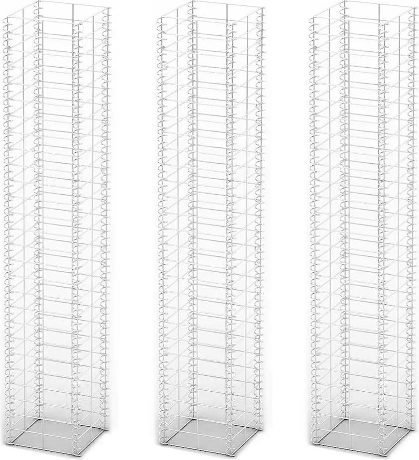 Sada gabionů 3 ks pozinkovaný drát 25 x 25 x 150 cm 141046