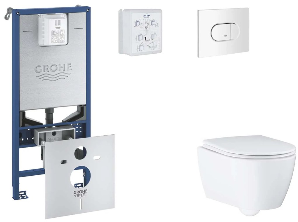 Grohe Rapid SLX - Set předstěnové instalace, klozetu, sedátka SoftClose a tlačítka Arena Cosmopolitan, alpská bílá SANI11BB3116