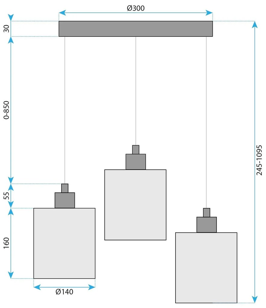 Toolight Závěsné osvětlení v Boho stylu APP1820-3CPR černé