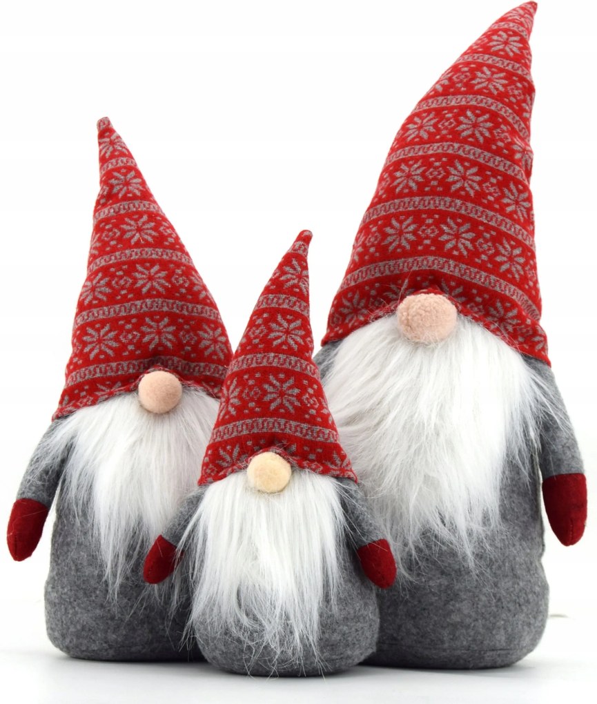 Tutumi, vánoční trpaslík 40cm YX019, šedá-červená, CHR-00639