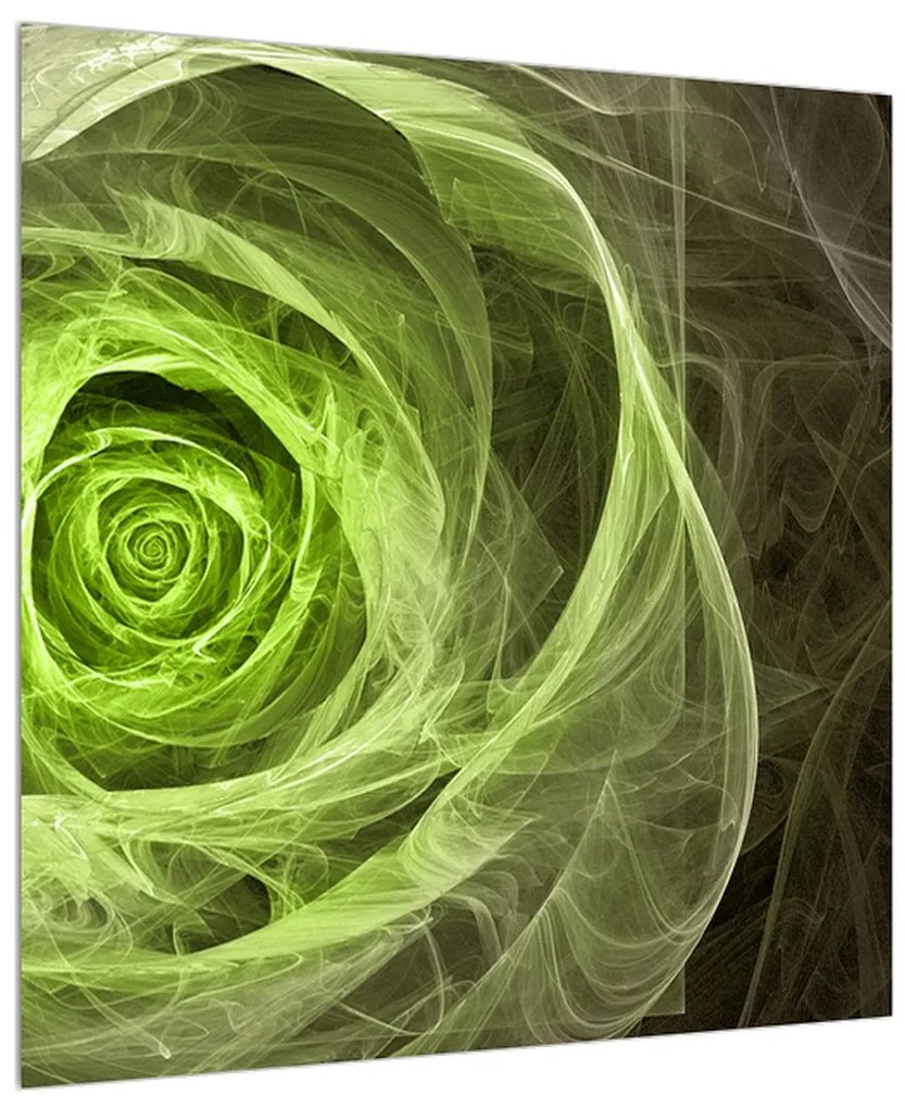 Abstraktní obraz zelené růže (50x50 cm)
