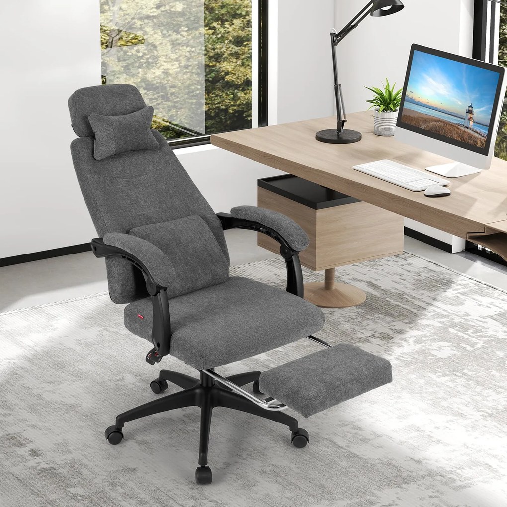 Costway Ergonomická kancelářská židle s výsuvnou opěrkou nohou a nastavitelným