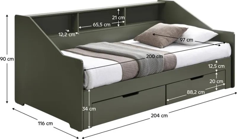 Rozkládací postel, šedozelená, MONETA Kondela 0000416684