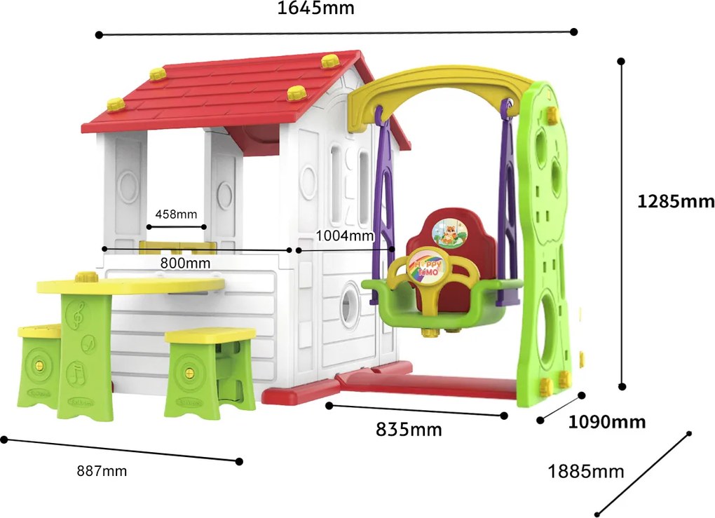Zahradní domeček 3v1 pro děti, červená střecha ZOG.CHD-531