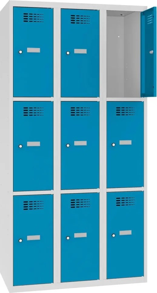 MALOW Šatní skříň dělená Sus 333 W šířka 900 mm [světle šedá, světle modrá, cylindrický zámek]