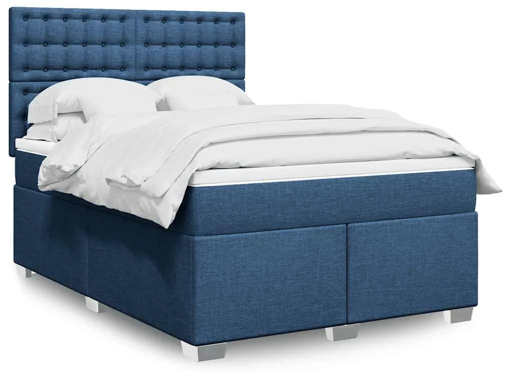 Box spring postel s matrací modrá 140x190 cm textil 3290503
