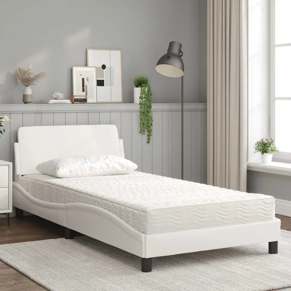 Postel s matrací Dover bílá 100 x 200 cm umělá kůže 3208358