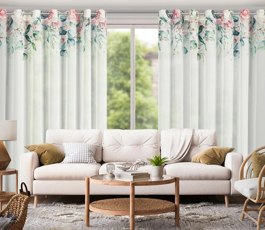 ZÁVĚS NA KROUŽCÍCH ALORA 350X250 CM LISTY