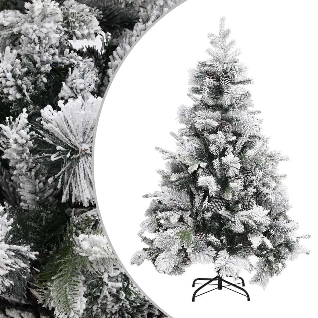 340530 vidaXL Vánoční stromek se sněhem a šiškami 150 cm PVC a PE