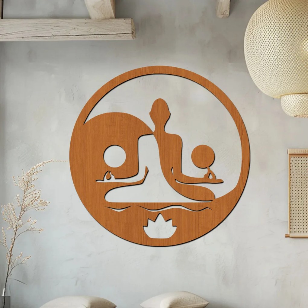dřevo života Dřevěná dekorace na zeď YING YANG YOGA Zvolte barvu dekoru: Černá, Zvolte rozměr Ø (cm): 40