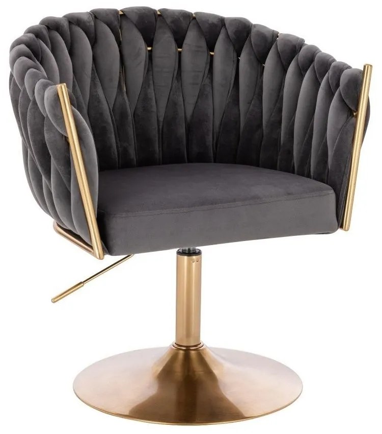 LuxuryForm DESIGN Otočná židle NORDEN VELUR na zlatém talíři - tmavě šedá