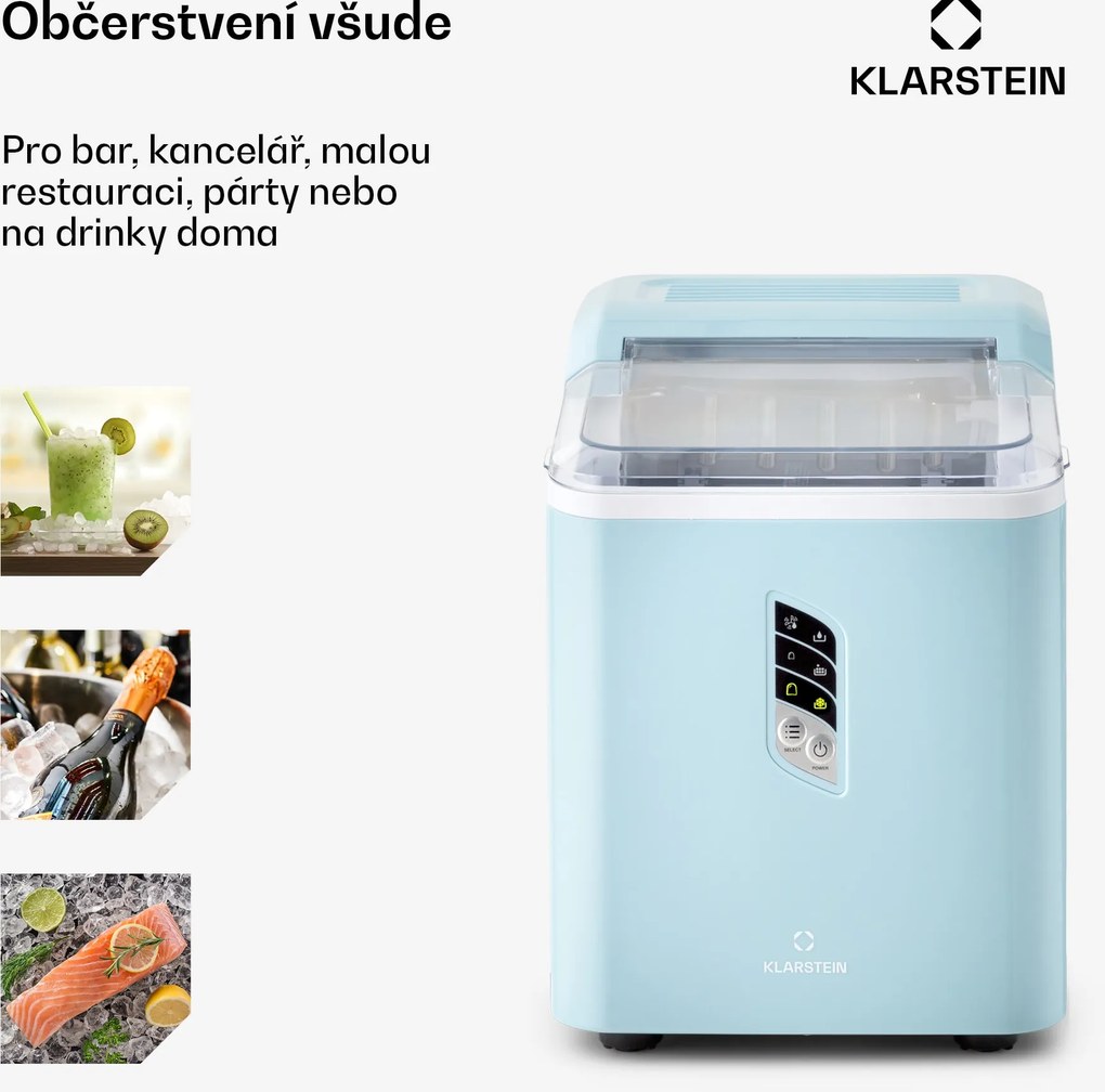 Klarstein Albaron, výrobník ledu, tvar náboje, 12 kg/24 h, 1,5 l nádrž, displej