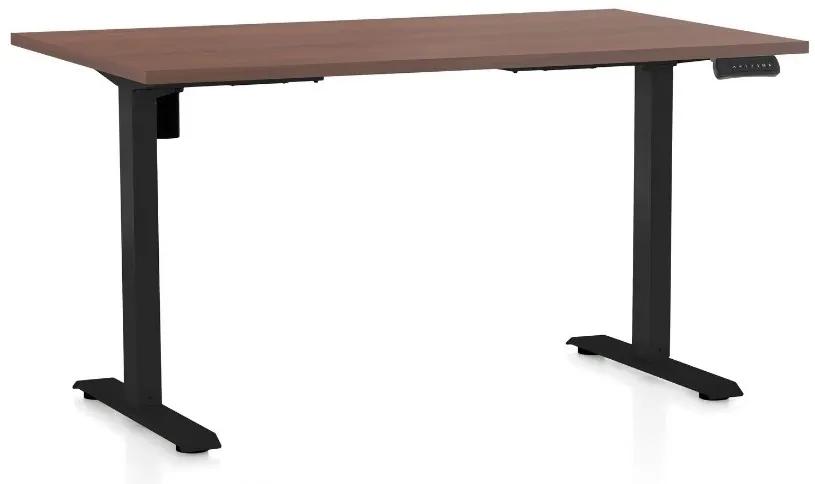 Výškově nastavitelný stůl OfficeTech B, 140 x 80 cm - černá podnož Barva: Bílá
