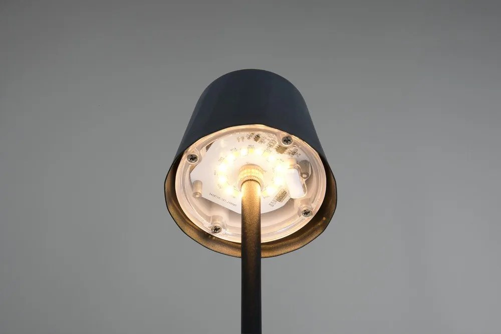 Matně černá LED stolní lampa s kovovým stínidlem (výška 21 cm) Diaz – Reality