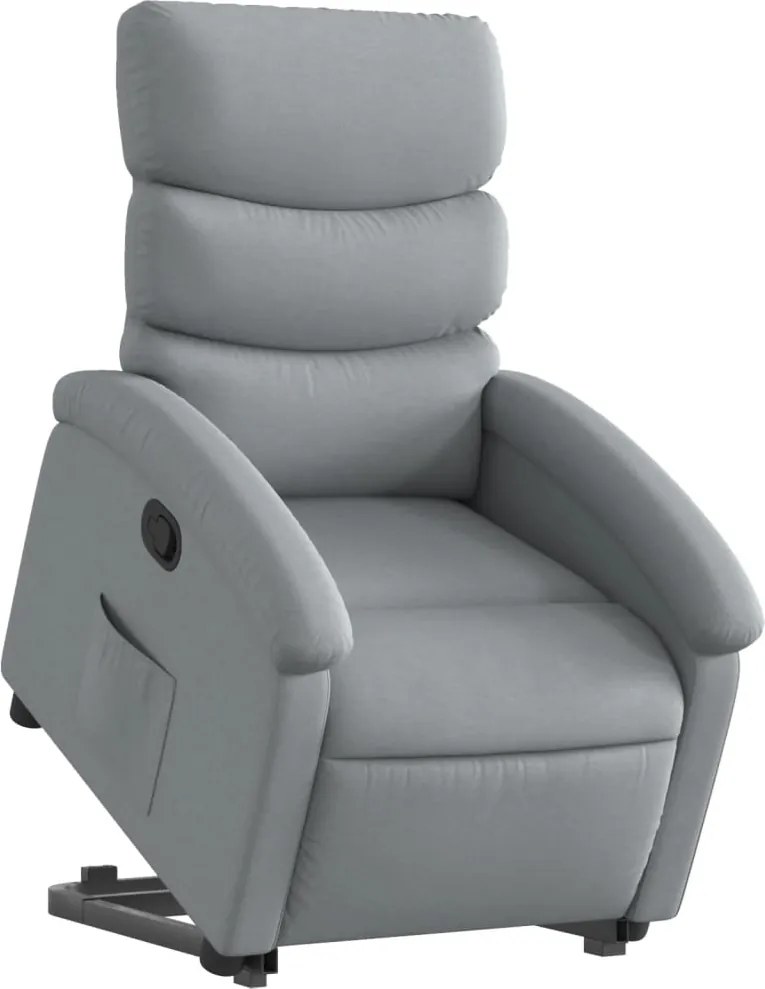 Zvedací polohovací křeslo světle šedé textil 3203978