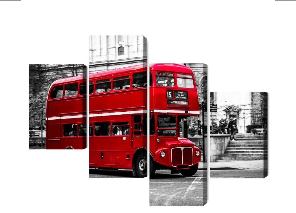 Vícedílný obraz Dvoupatrový Autobus V Londýně Nedostatek Nedostatek Plátno Canvas 120x75