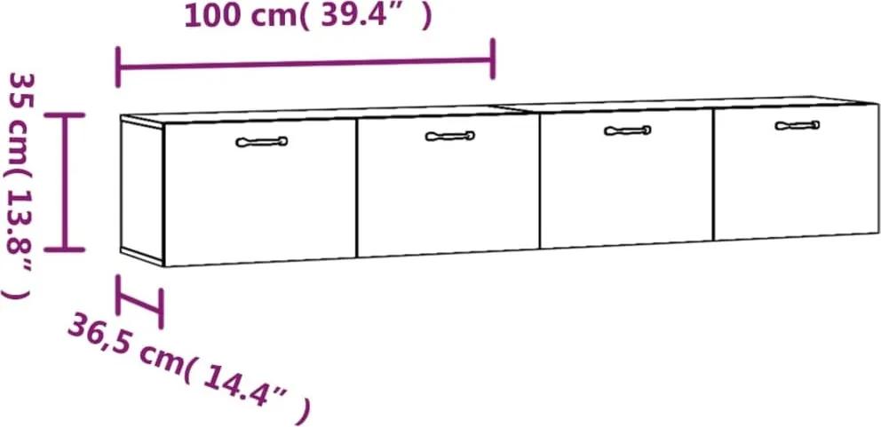 vidaXL Nástěnné skříňky 2 ks 100 x 36,5 x 35 cm kompozitní dřevo [3115674] Barva: Černá