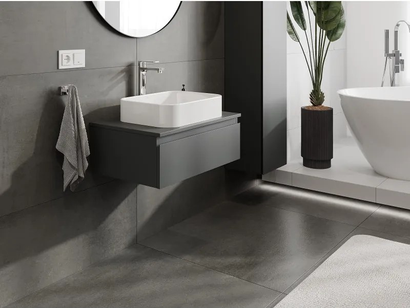 Mexen Orio, koupelnová skříňka 70 cm s horní částí, 1 zásuvka, grafitová matná, 91A10-07023-1-BFC66