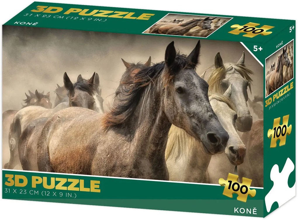 _Ostatní 1_ PUZZLE 3D Koně 31x23cm 100 dílků skládačka v krabici 206444