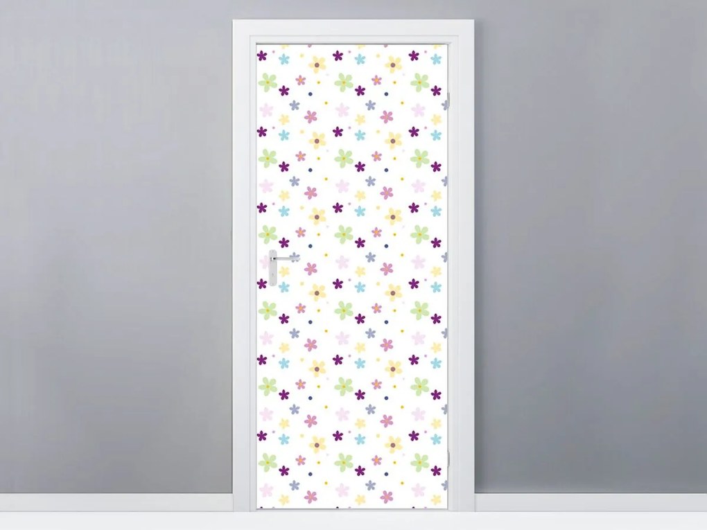 Gario Samolepící fólie na dveře Malé farebené kytičky 95x205cm Velikost: 95 x 205 cm