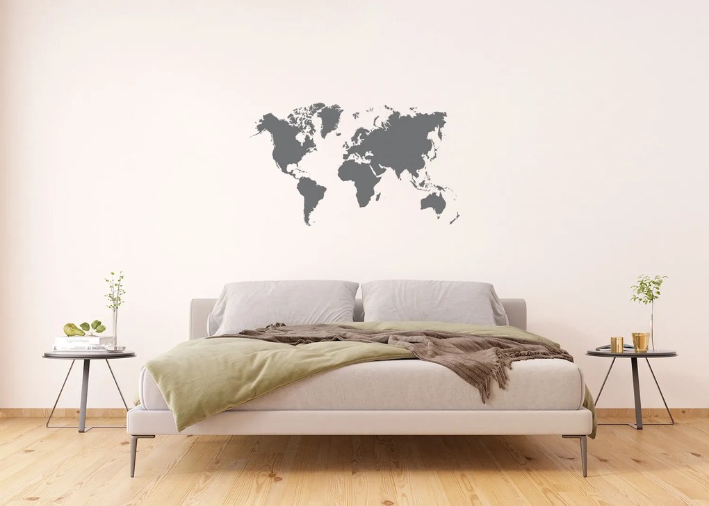 Samolepka na zeď Stříbrná Mapa | 65 x 85 cm | DF1041