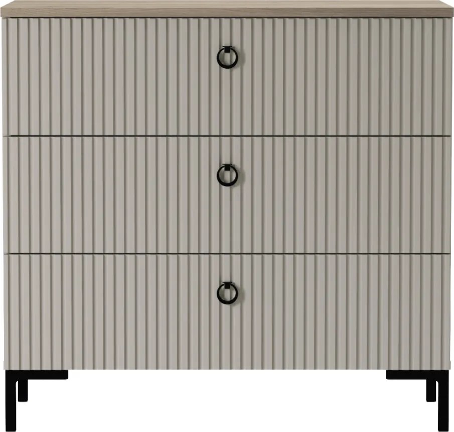 Komoda, šedohnědá Taupe/dub silverjack, DOMCA 3S