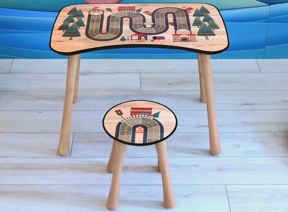 HOME ELEMENTS & POPCORN Dětský psací stůl a stolička, Dráha