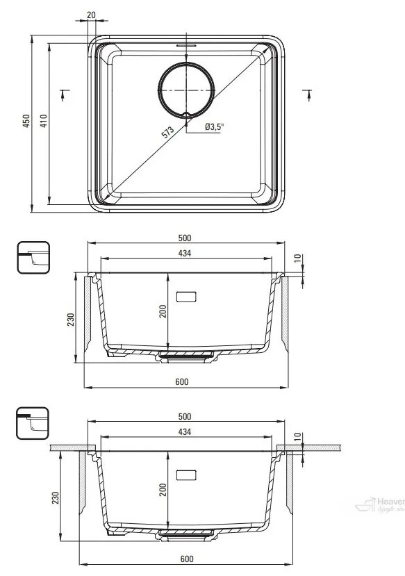 Deante Granite sink, 1-bowl