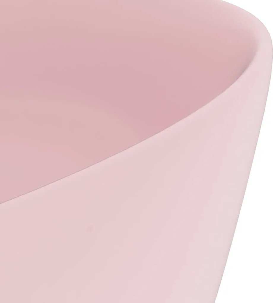 Luxusní umyvadlo kulaté matné růžové 40 x 15 cm keramické 147010