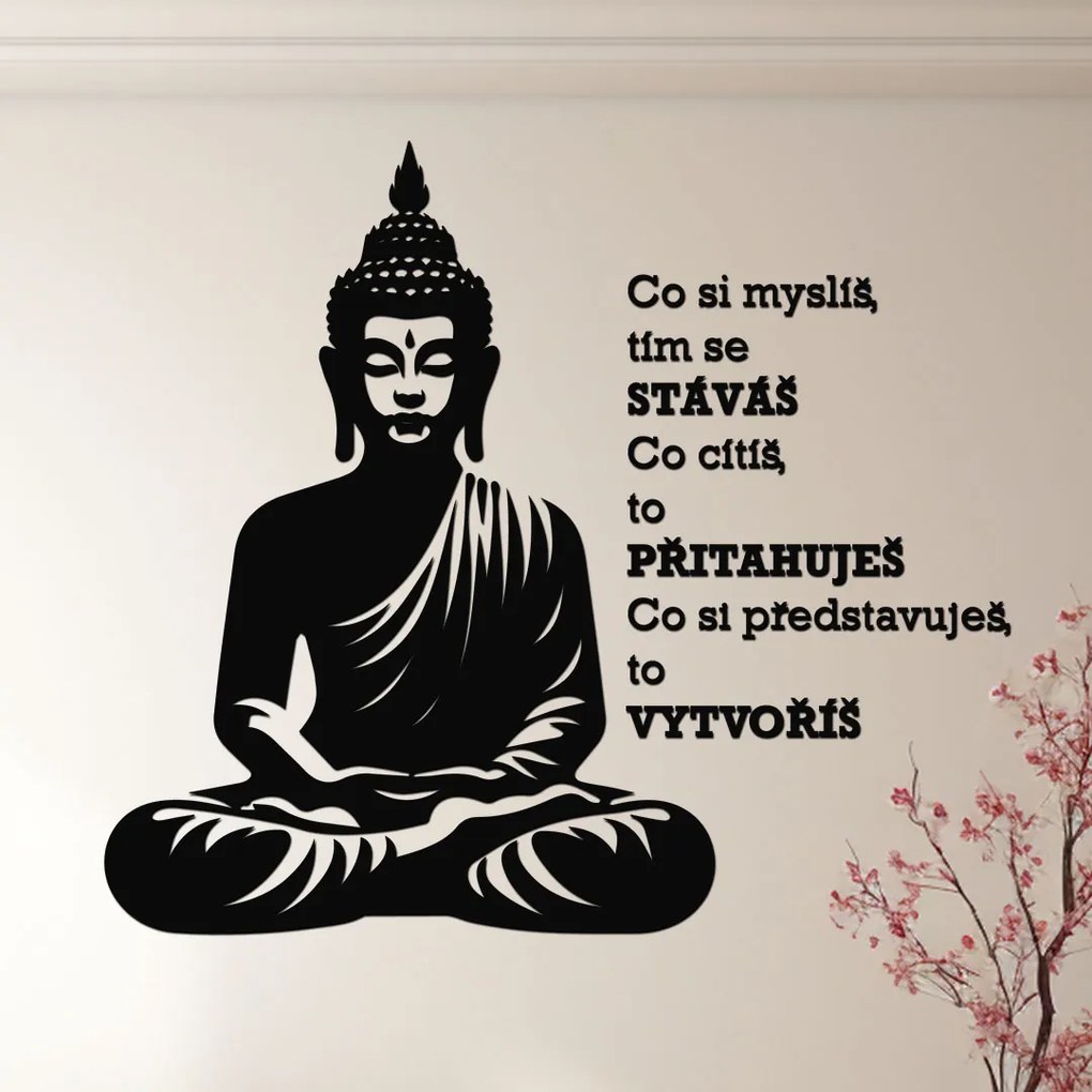 dřevo života Dřevěná dekorace Co si myslíš, tím se stáváš Zvolte rozměr (cm): 95x83, Zvolte barvu dekoru: Černá