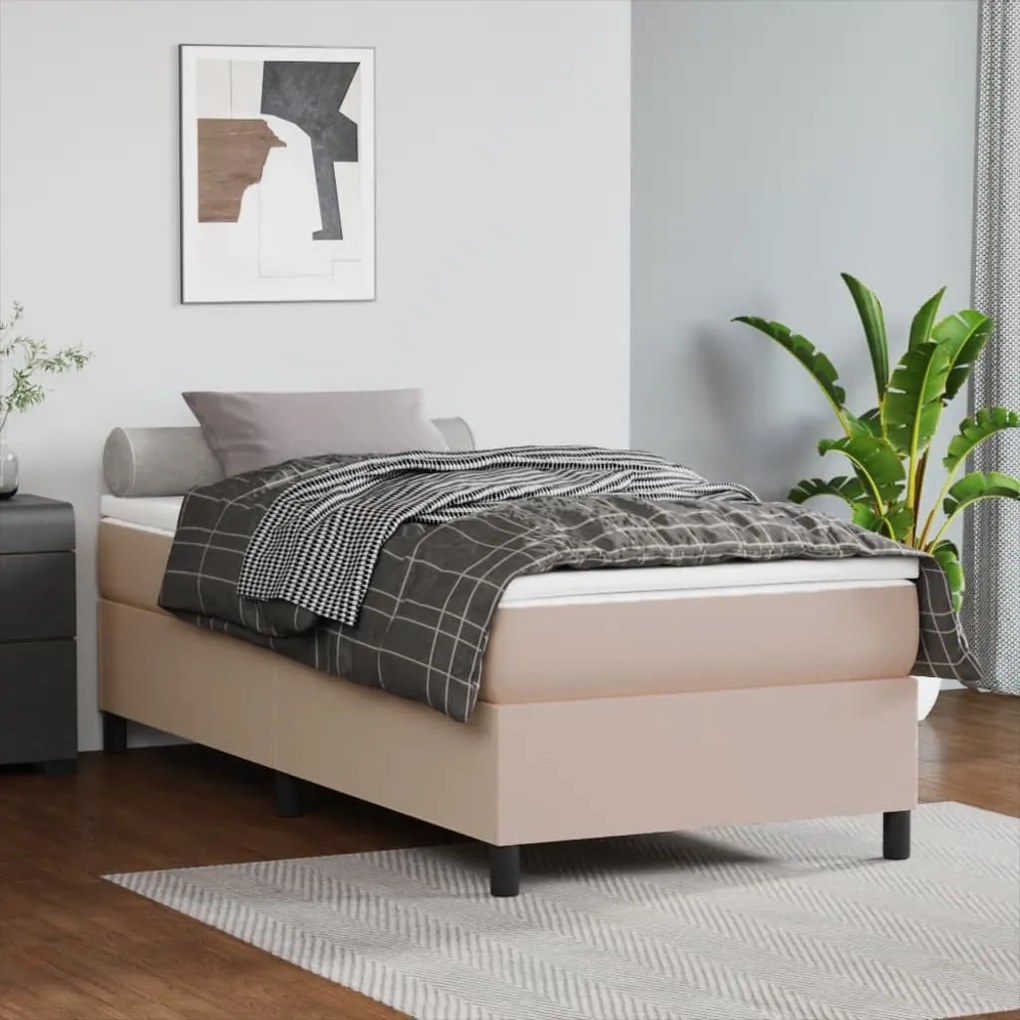 Box spring postel s matrací cappuccino 90x190 cm umělá kůže
